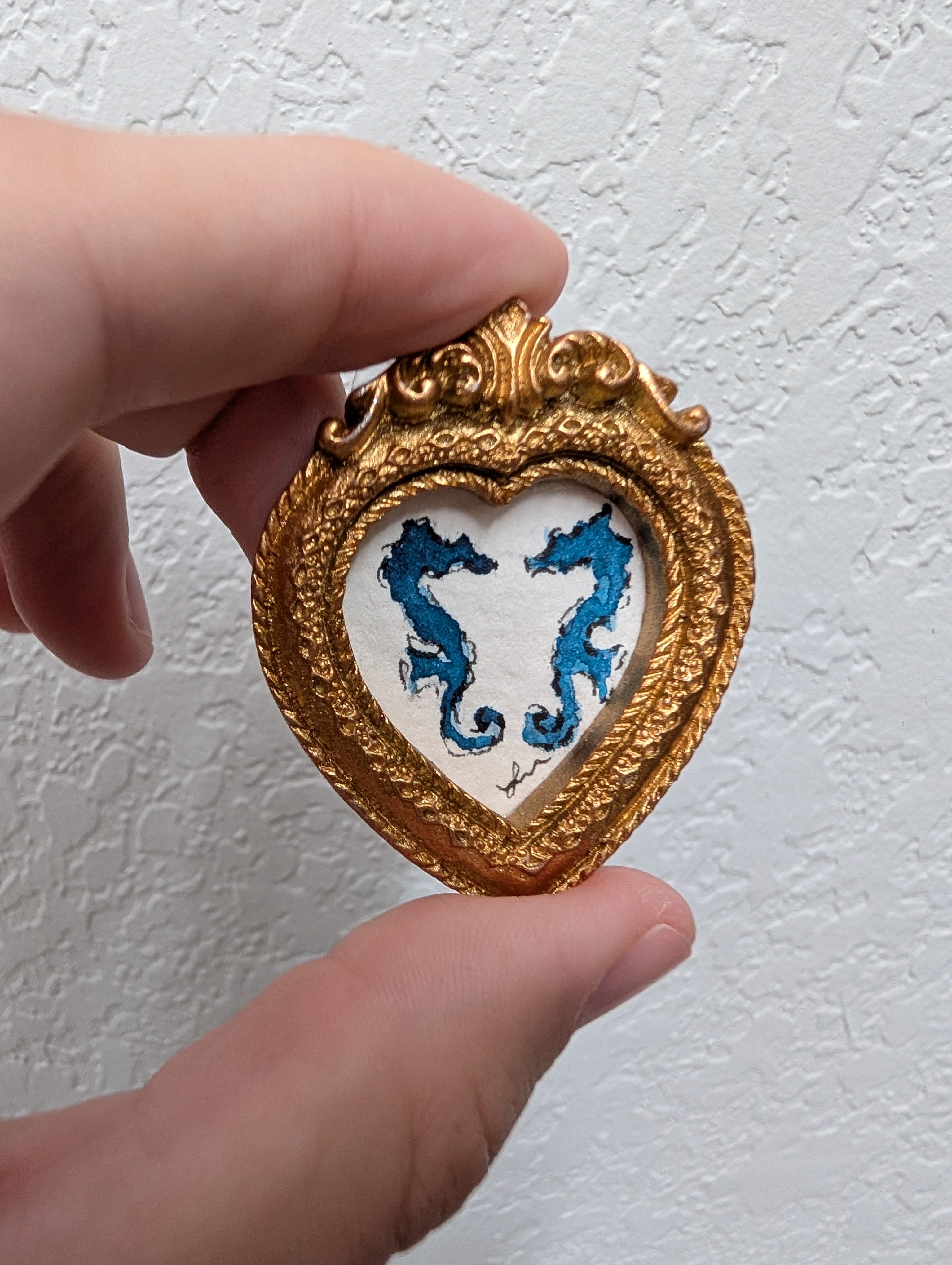 Mini Seahorse Painting - Original Watercolor Art by Lora Cavallin ...